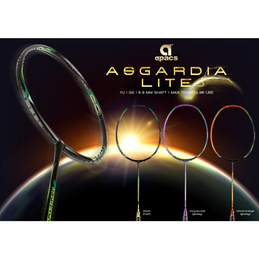 RAKET BADMINTON APACS ASGARDIA 7U BADMINTON RACKET. 35LBS ( PERCUMA ...