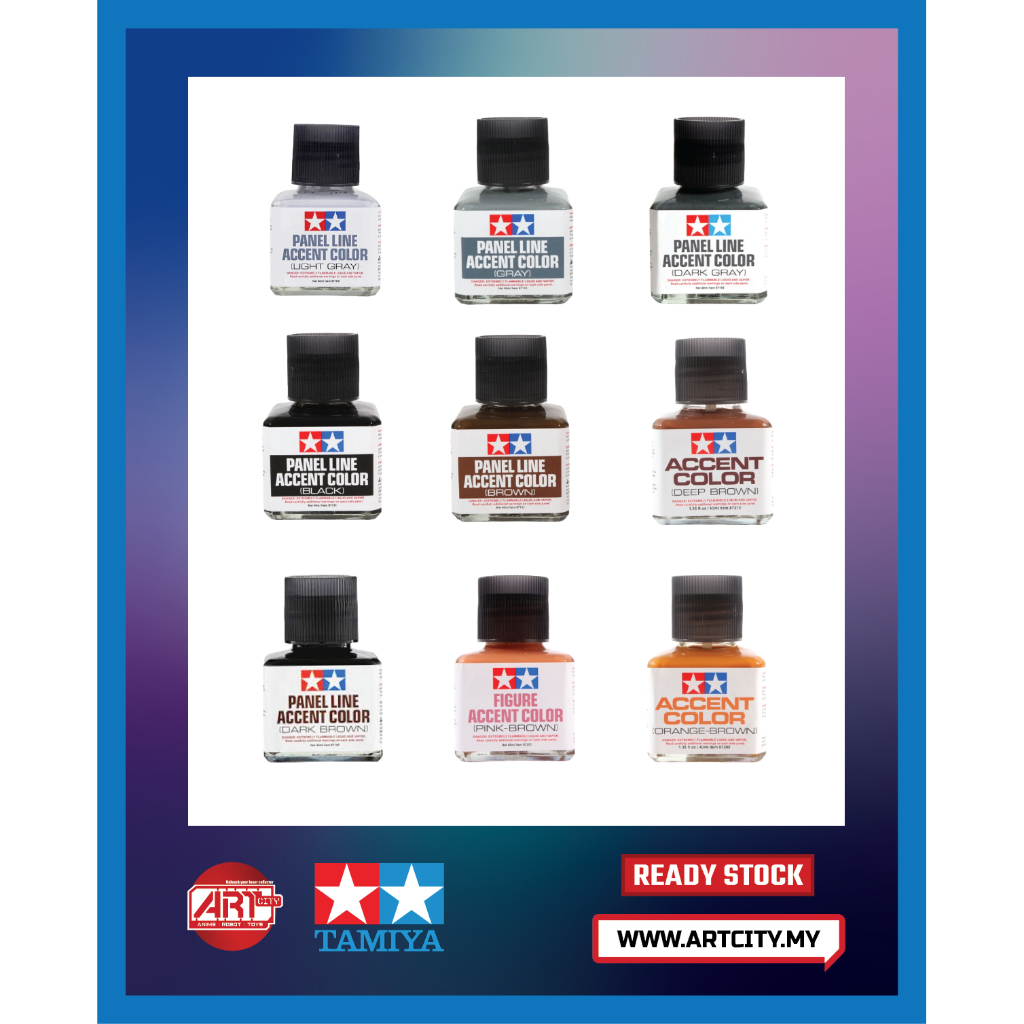(READY STOCK) Tamiya - Panel Line Accent Color 40ml - Black Gray Brown - Enamel Paint | Shopee ...