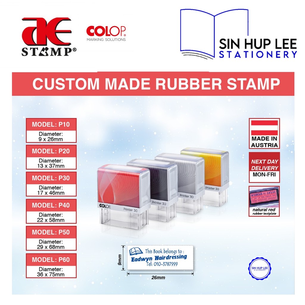 Custom Made COLOP Printer Line Self Inking Stamp / Rubber Stamp Cop Nama Stamp Colop Stamp Colop ...