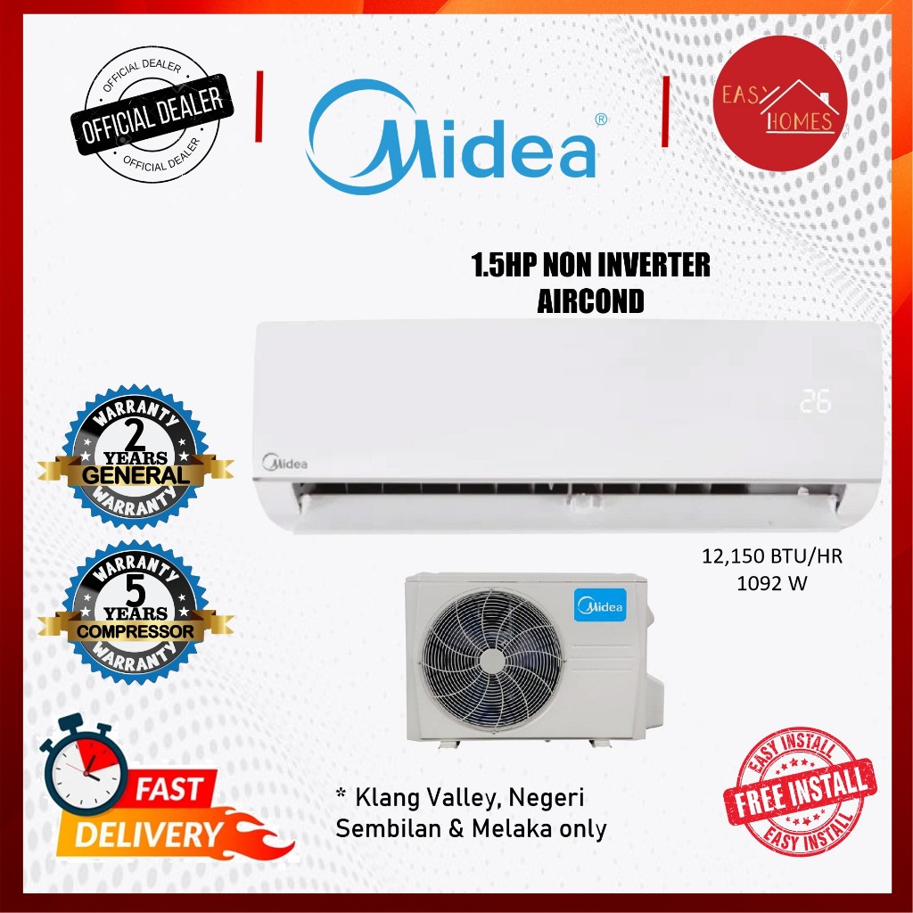 Midea Non Inverter Aircond Fairy Series MSMF-13CRN8 1.5HP Conditioner | Shopee Malaysia