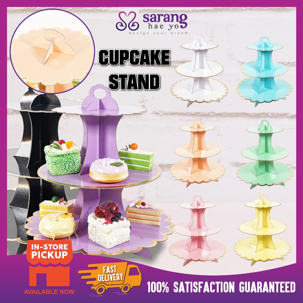 Triple Layer Cake Stand 35CM+- Cup Cake Rack Board Rak Kek Tempat Letak ...