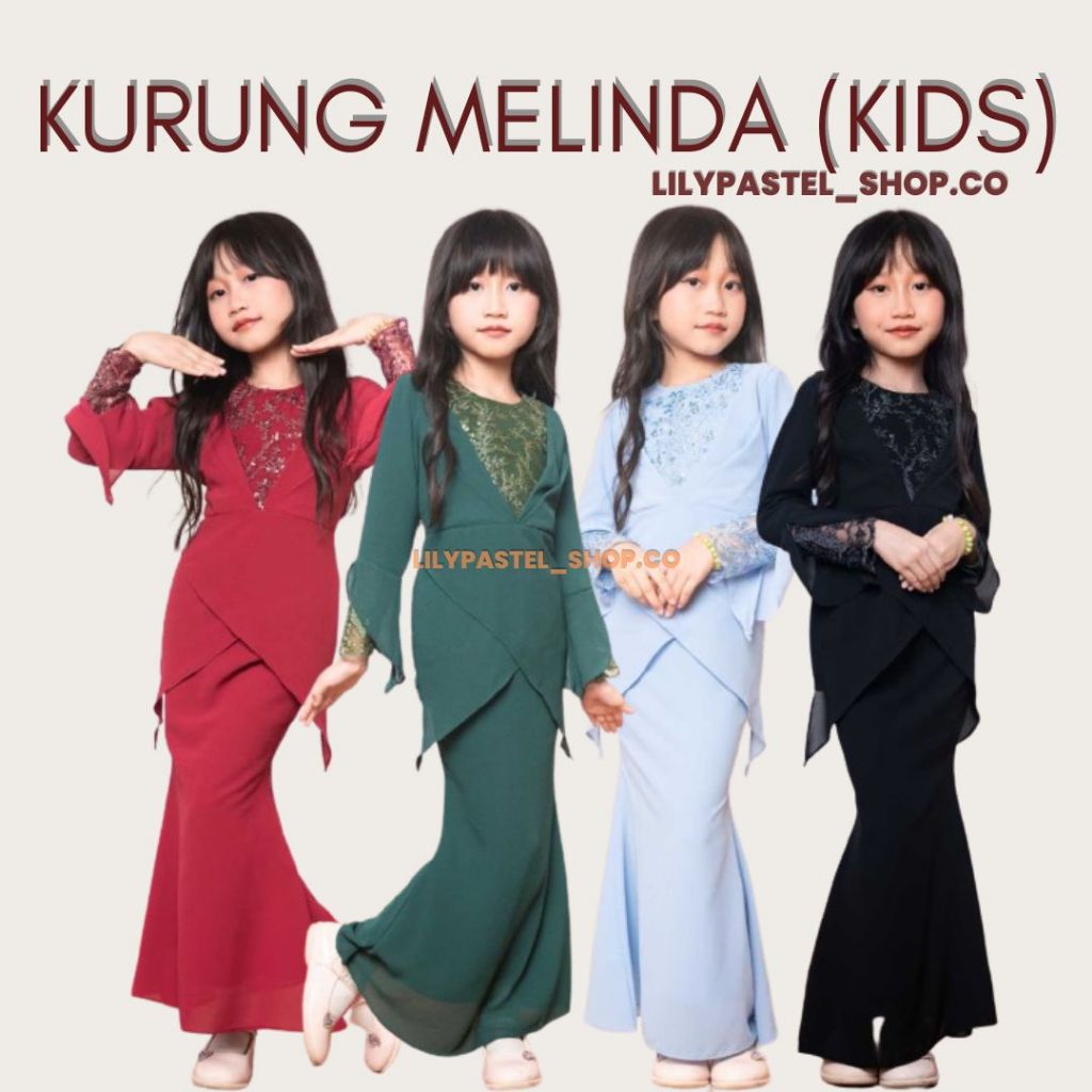 READY STOCK- Melinda Kurung (Kids) Material Premium Chiffon Georgette ...