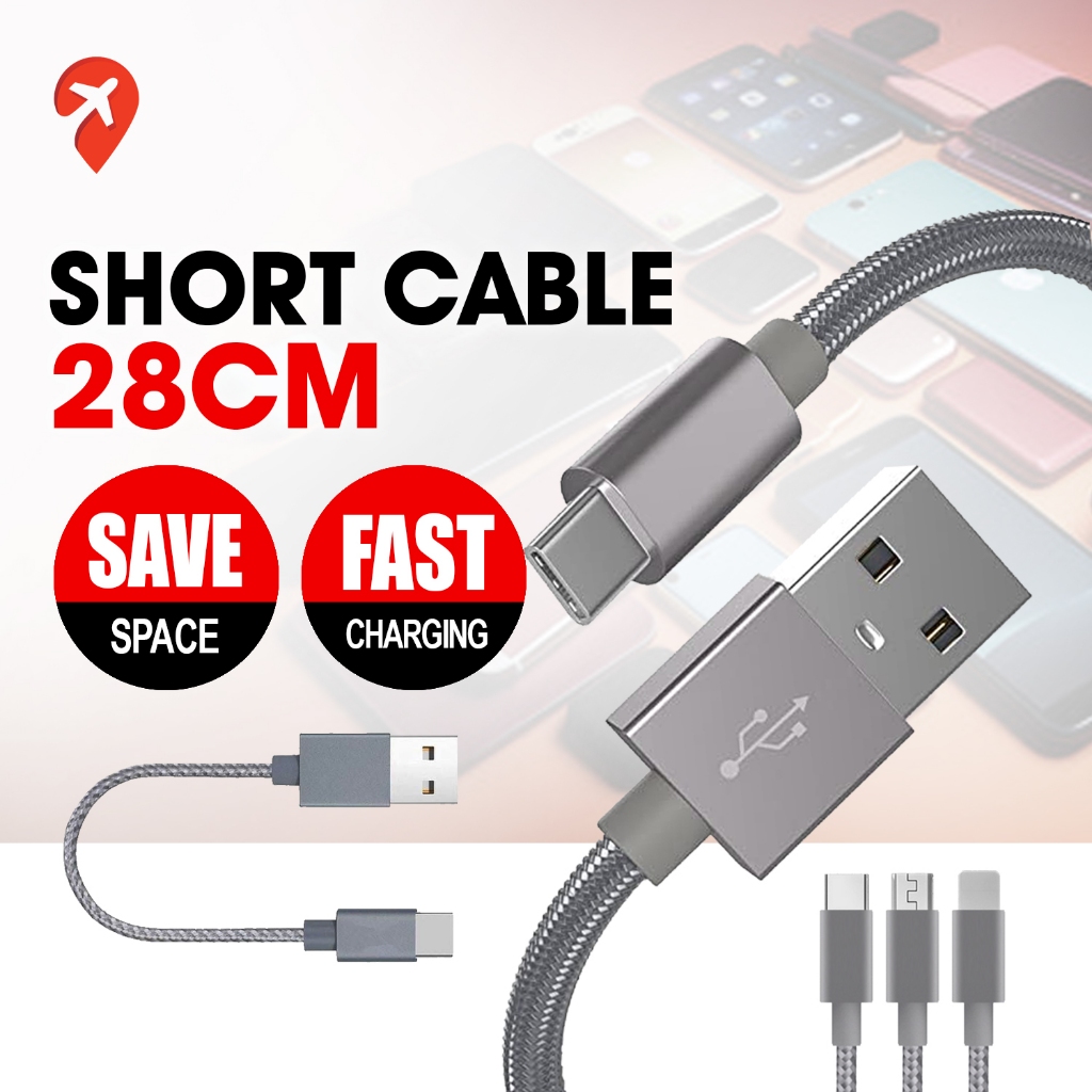 Short Cable 28cm | Type C Cable Short / Ip / Micro Usb Fast Charging ...