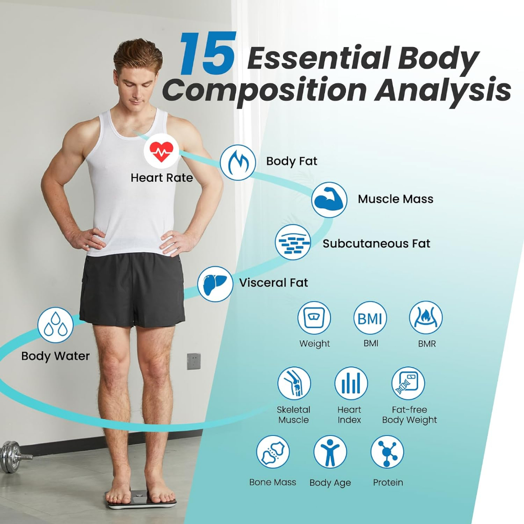Lepu Bluetooth Digital Body Fat Weight Scale 15 Body Composition ...