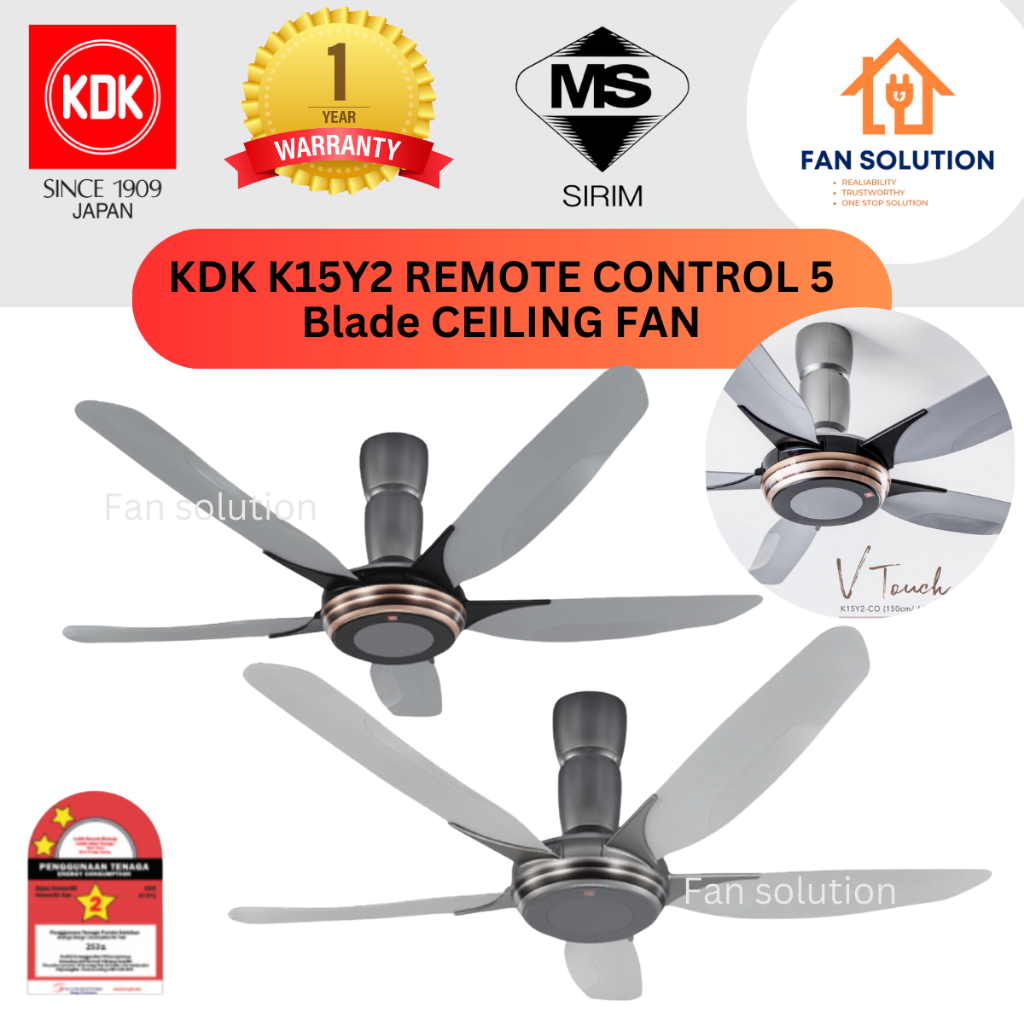 KDK REMOTE CONTROL 5 BLADE 5 SPEED CEILING FAN. K15Y2-CO (COPPER BRONZE ...