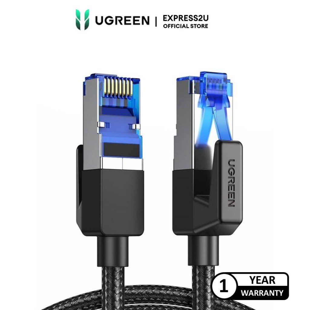 UGREEN CAT 8 F/FTP ROUND ETHERNET CABLE NYLON BRAID 10M/15M/20M (BLACK ...