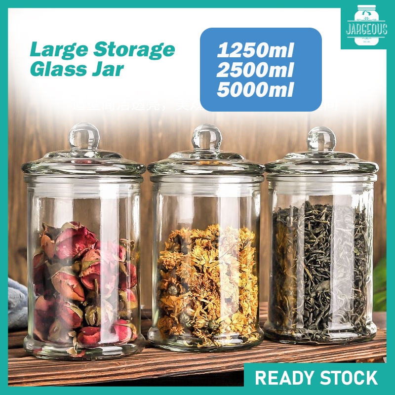 1250ml/ 2500ml/ 5000ml Large Clear Ornamented Pressed Cookies Glass Jar | Shopee Malaysia
