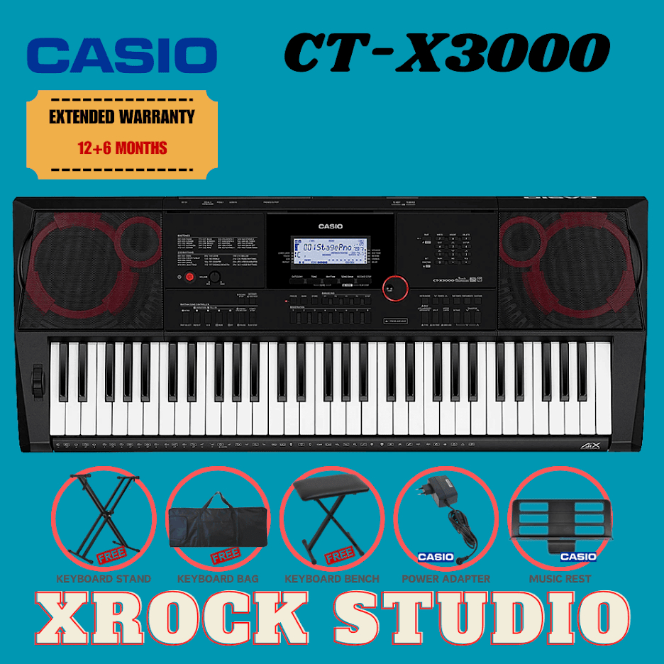 Casio CT-X3000 61-Keys Portable Keyboard with Stand, Bag & Headphone ( CTX3000 / CTX-3000 ...