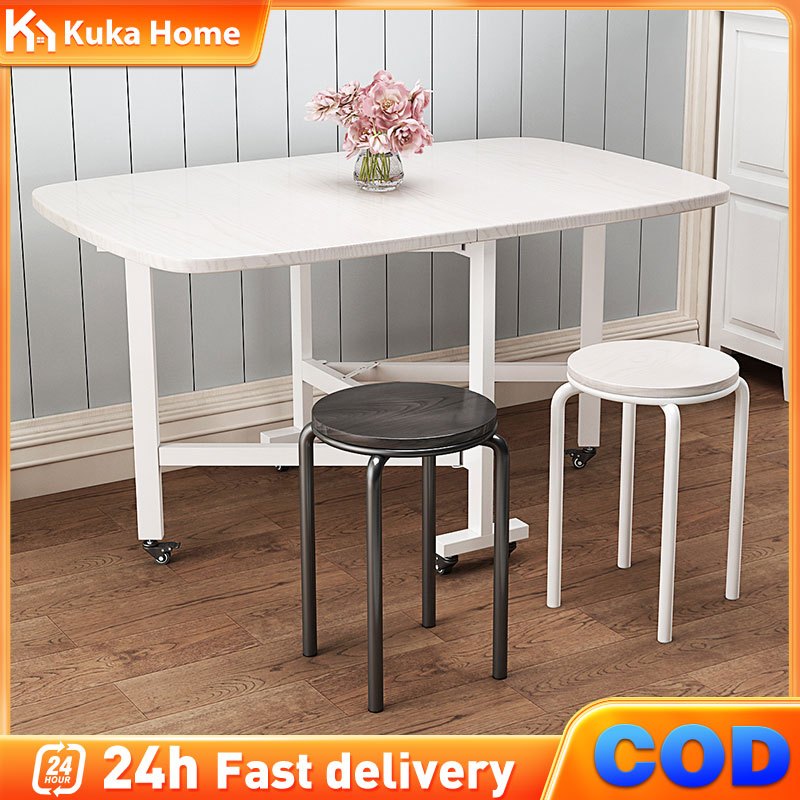 Foldable Dining Table Meja Lipat Free Installation Movable Table With ...