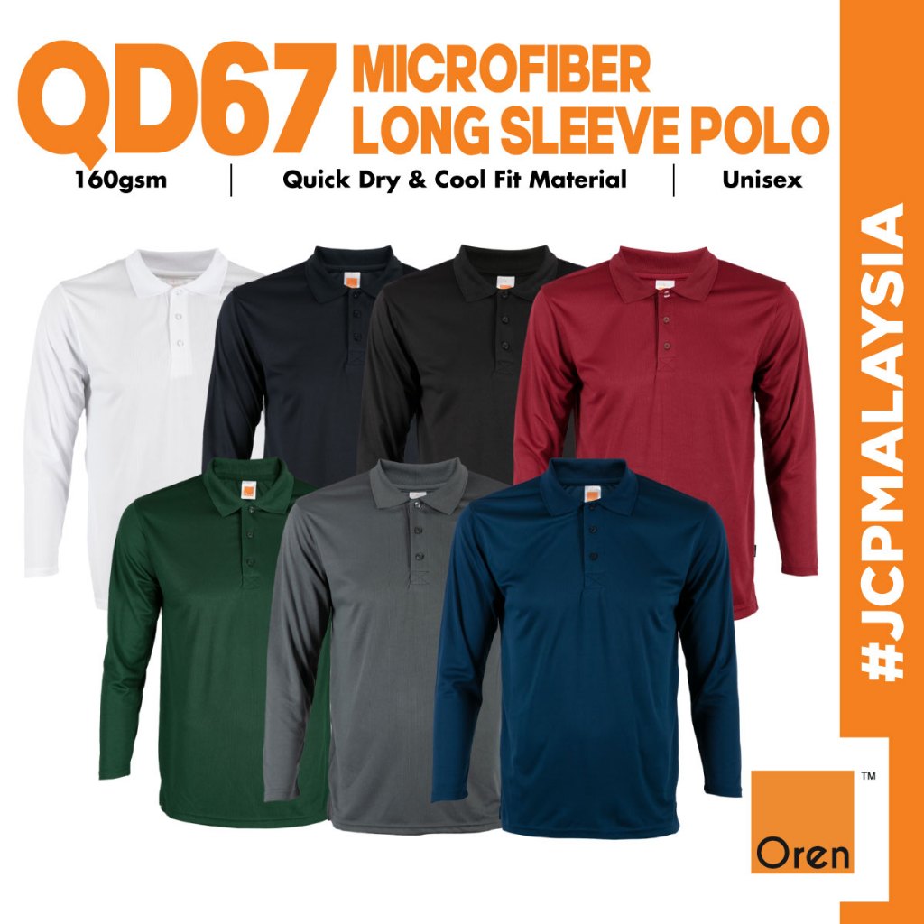 JCP x OREN SPORT Premium Quick Dry Long Sleeve Polo QD67 Unisex Side ...