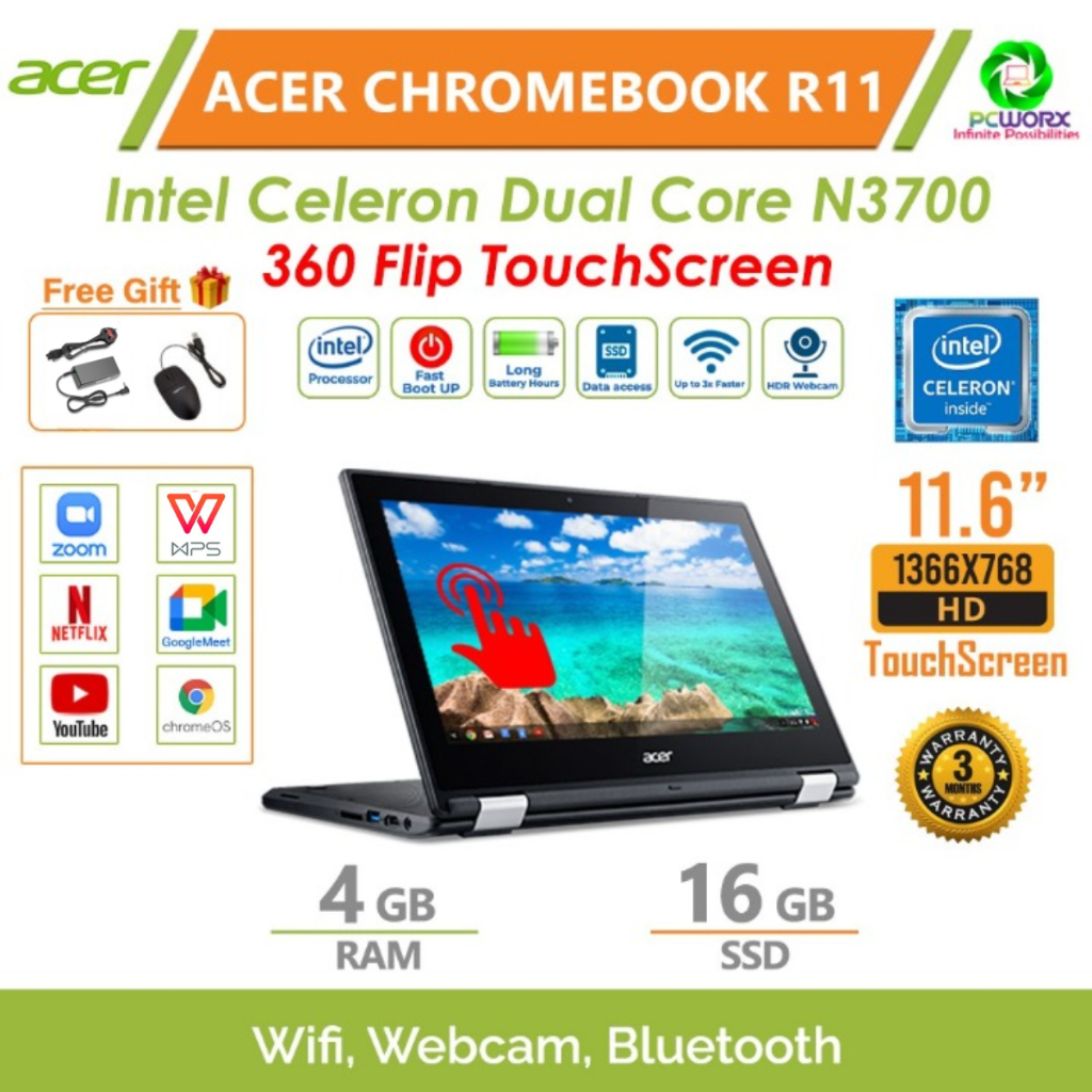 ACER CHROMEBOOK R11 11.6'' Inch (TOUCHSCREEN) 360 FLIP | Shopee Malaysia