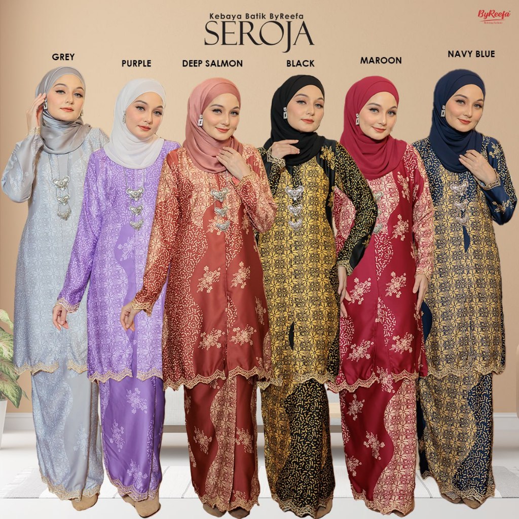 [Raya 2024] Kebaya Batik SEROJA ByReefa Collection | Material Sutera ...