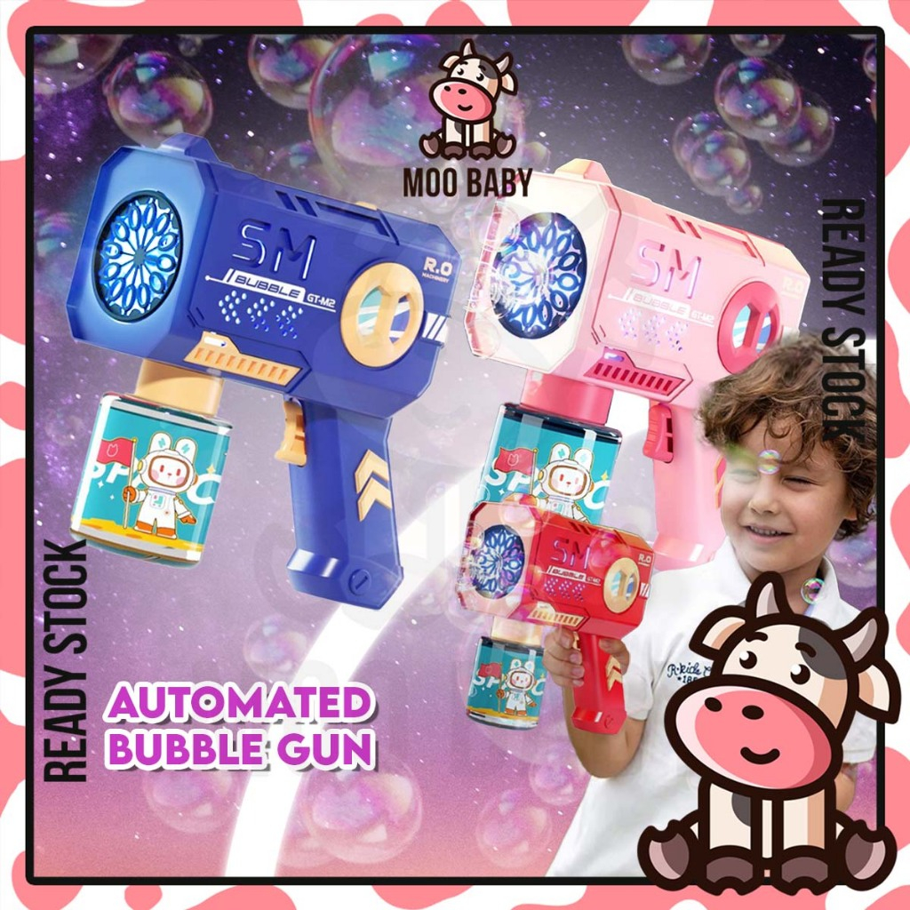 ⭐Moo Baby Automated Bubble Gun Belon Buih Buble Gun Buih Belon Tembak Bubble Machine Mesin ...