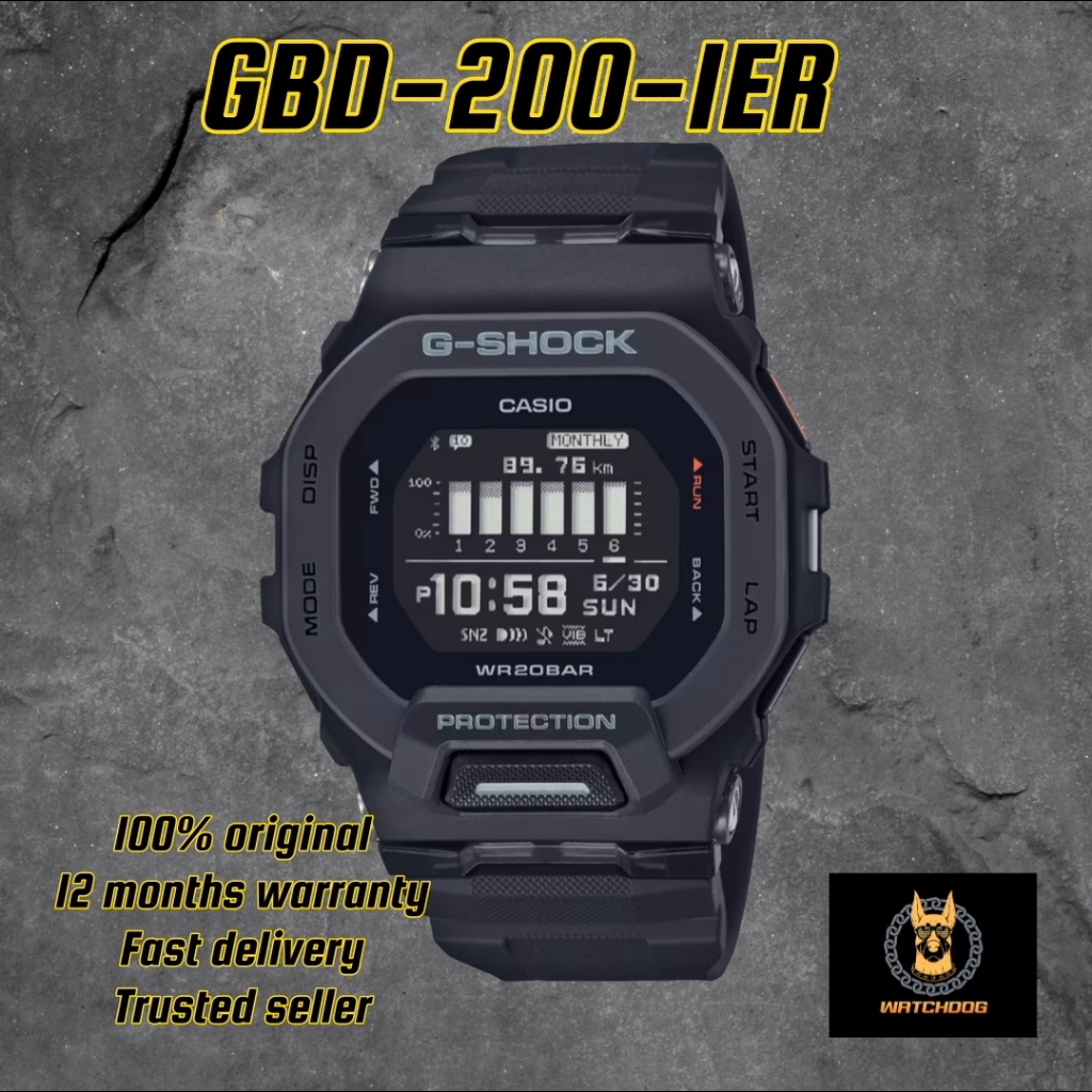 Casio GBD-200-1ER Black Digital Watch Smart Phone Link 100% Original ...