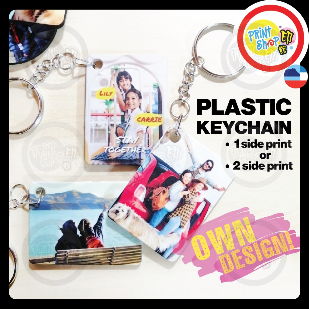 Plastic Keychain [PRINTSHOP] Souvenir 2 side Sublimation Customise Own ...