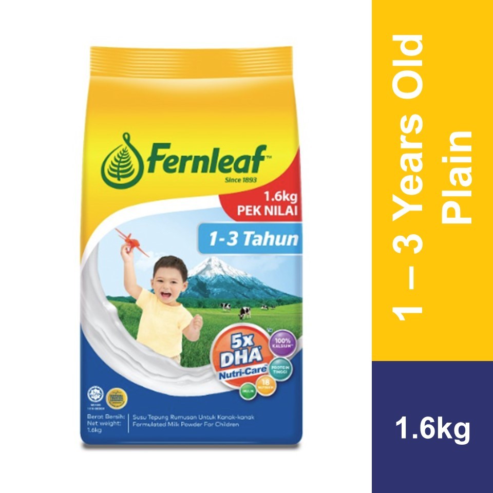 Fernleaf Milk Powder for Children 1-3 years - Plain (1.6kg) Value Pack [Exp 05 Sep 2026 ...