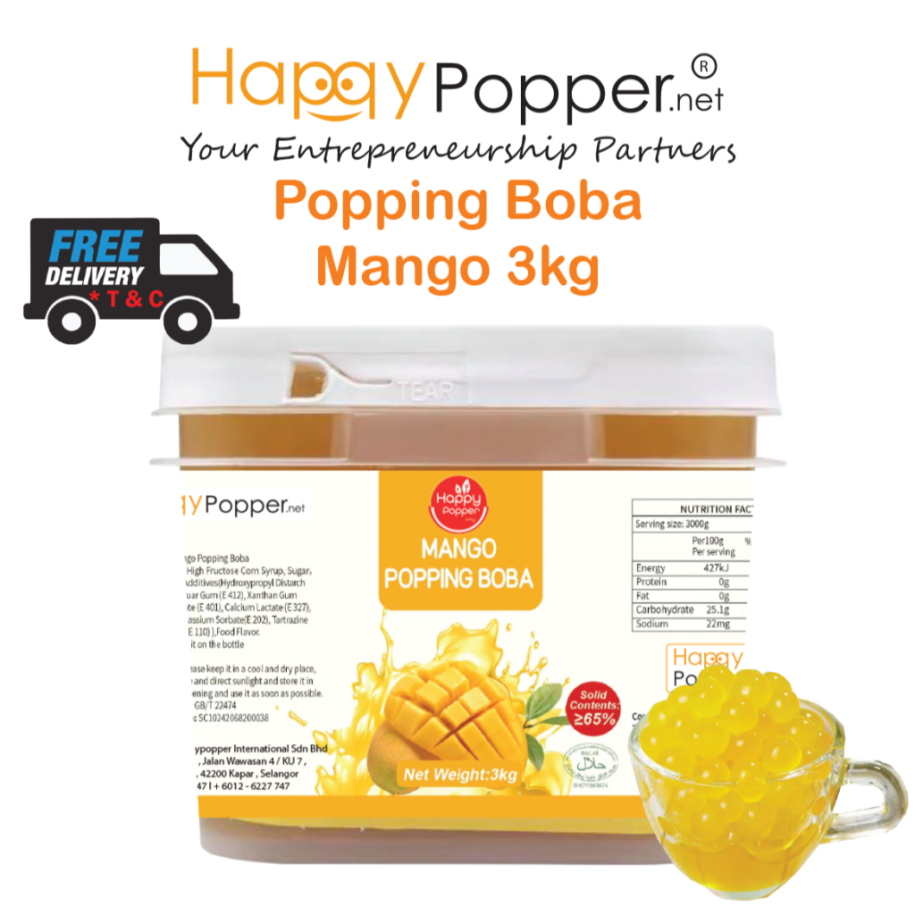Happypopper Coating Juice Popping Boba Mango Square Tub 3 Kg 3kg Juicer ...