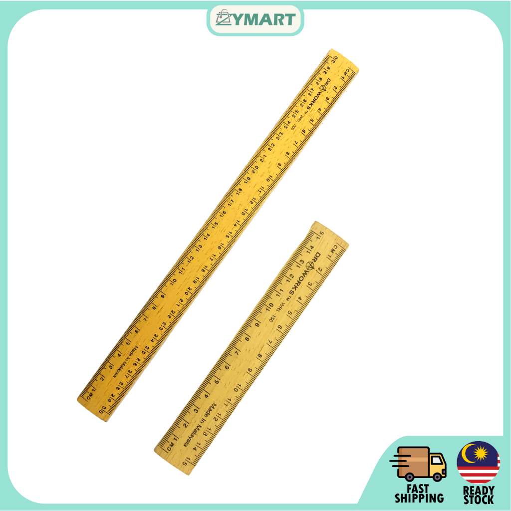 PEMBARIS KAYU / WOODEN RULER 15CM / 30CM | Shopee Malaysia