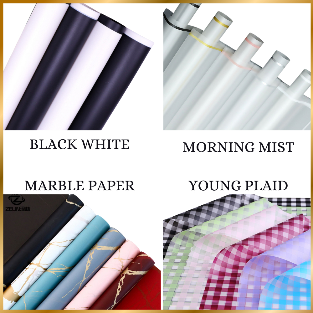 20pcs Waterproof Young Plaid Marble Design Morning Mist Black And White ...