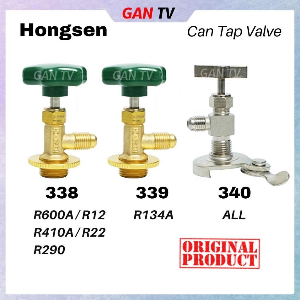 Hongsen R134A/R600A/R410A/R22 Refrigerant Gas Can Tap Valve 338 339 340 ...
