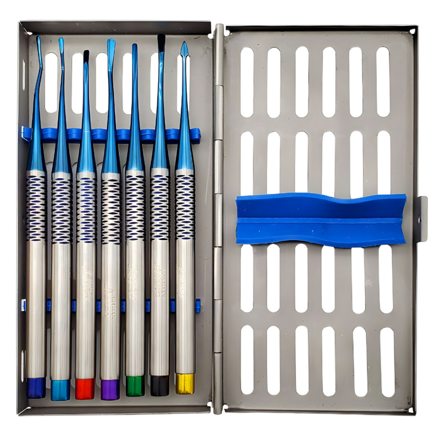 7Pcs PDL Luxating Root Elevator Color Handle Set Dental Proximators ...