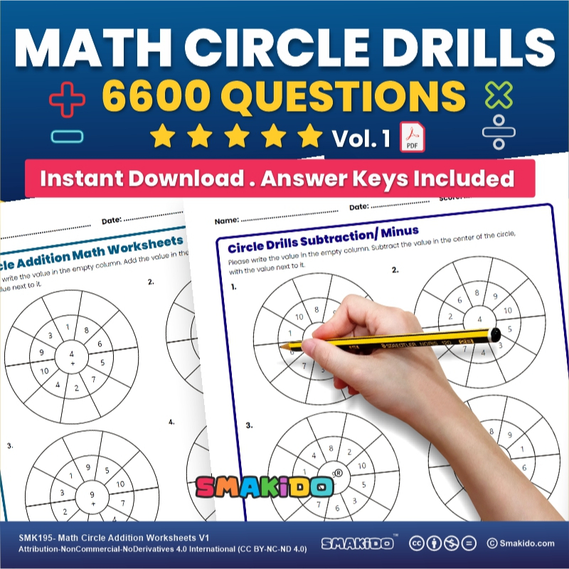 [ Soft Copy/ PDF ] Printable Math Circle Drills Worksheets- 6600 ...