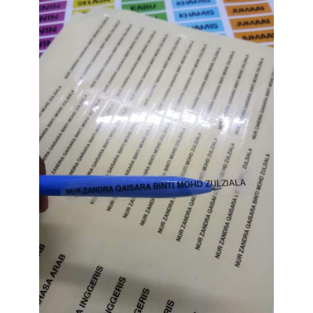 Sticker Nama Budak Sekolah | Sticker Hari | Stiker Nama Transparent ...
