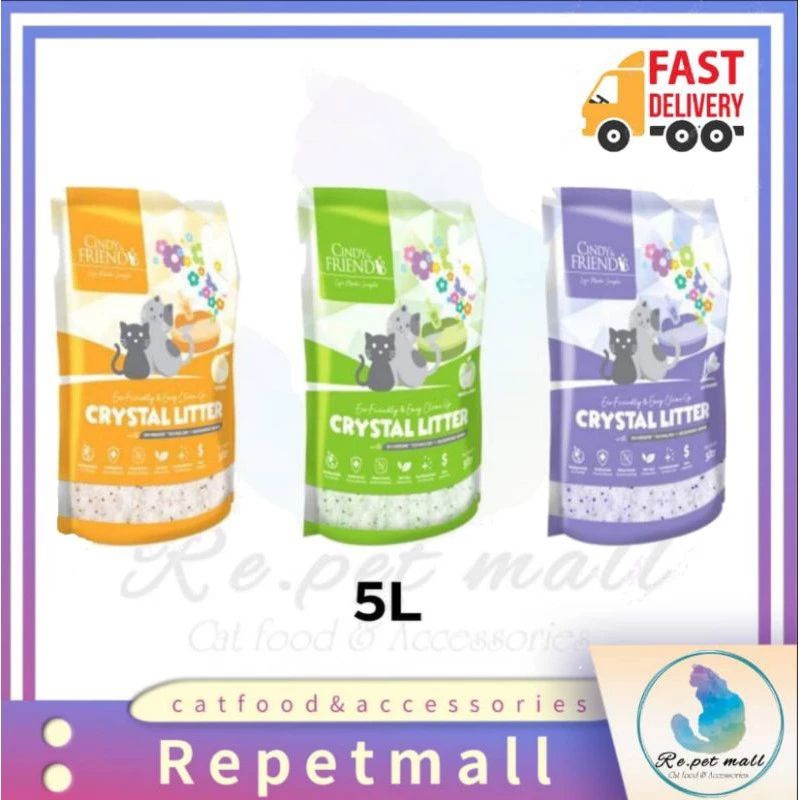 Cindy & Friend Crystal Litter 5L Pasir Kucing /Litter Star 100% Natural ...