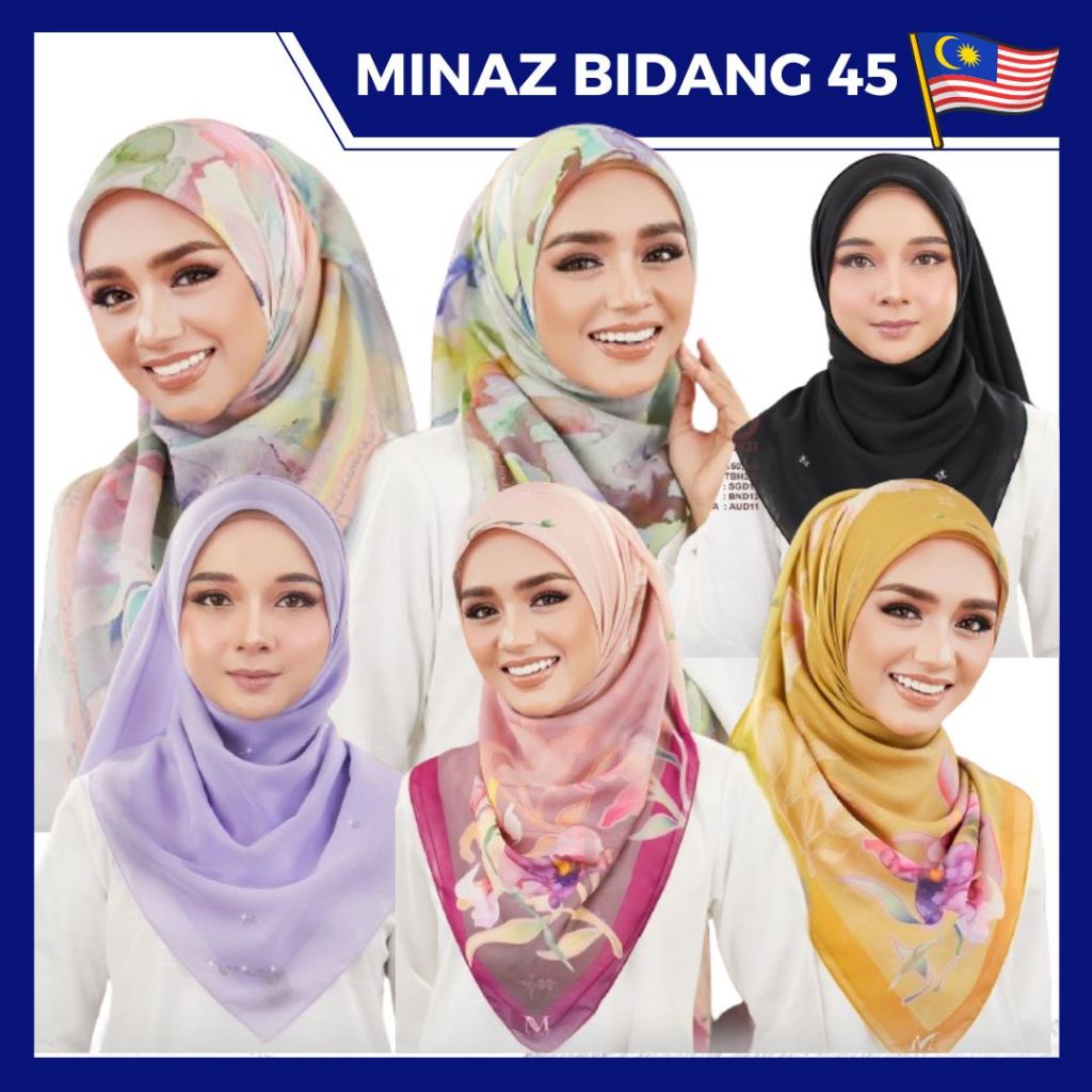 [BIDANG 45] Tudung Bawal Minaz Hijab Printed Freedom Wander Blooming ...