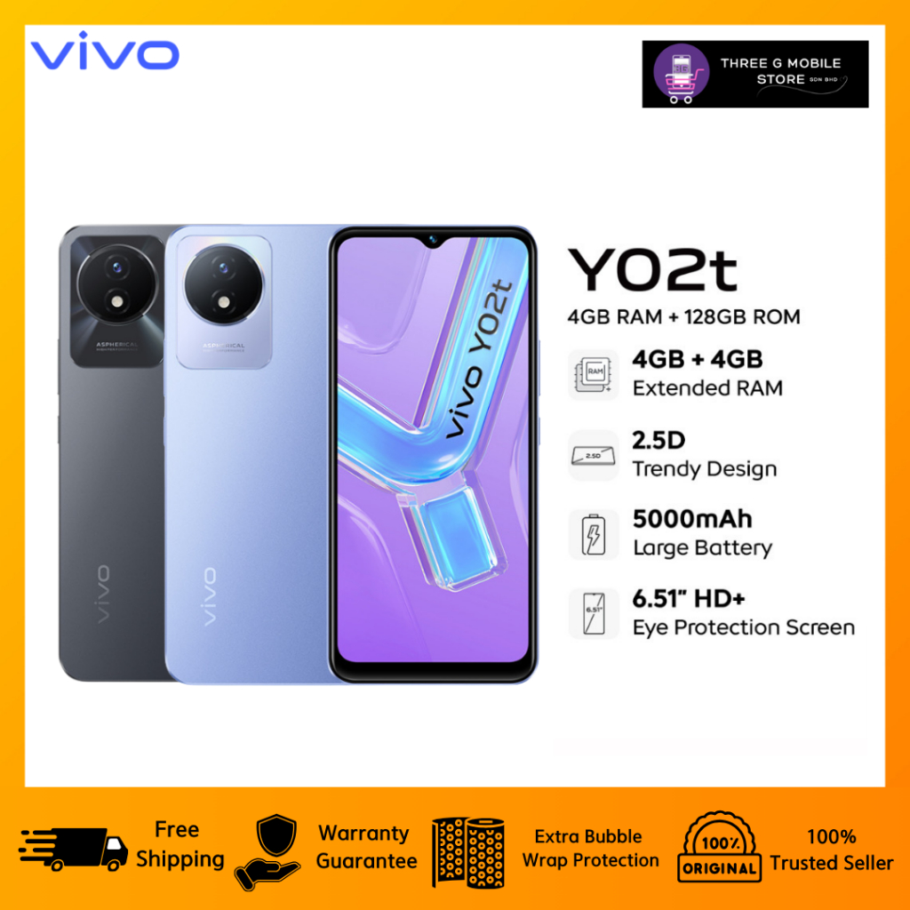 vivo Y02T Smartphone 4GB+64GB/4GB+128GB｜2.5D Trendy Design｜6.51" HD+ Eye Protection Screen｜5000 ...