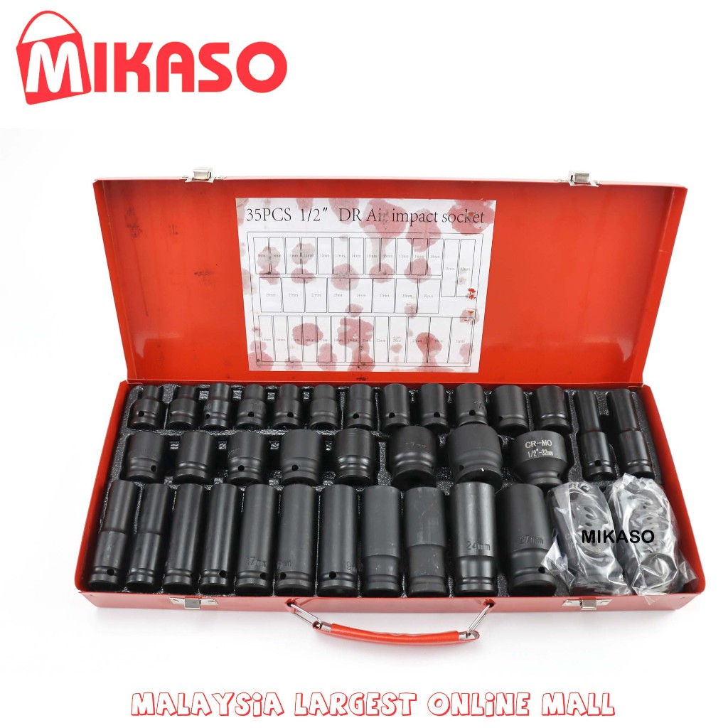 35Pcs 1/2” 8-32mm CRV Air Impact Ratchet Wrench Socket Air Impact Socket Set | Shopee Malaysia