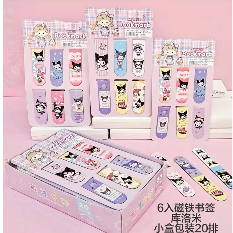 6pcs/set no2284 Sanrio Kuromi Cute Magnetic Bookmark Cartoon book mark ...