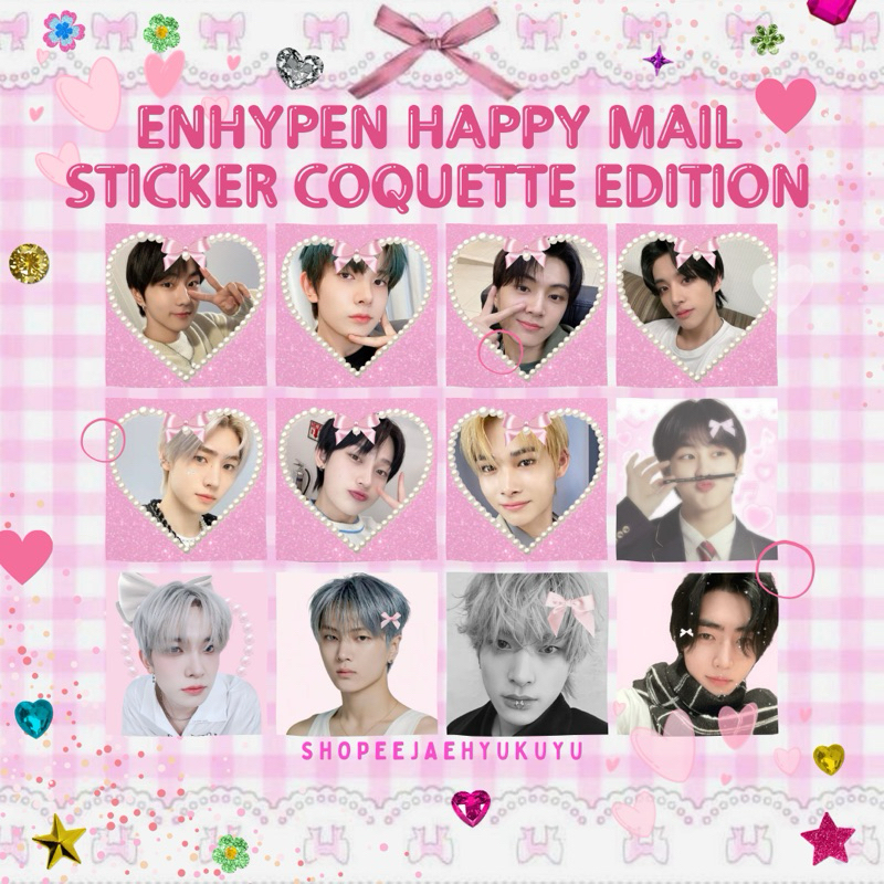 [NEW] ENHYPEN 'Coquette' edition Happy Mail Sticker Kpop Freebies Stickers Bow Ribbon Pink Cute ...