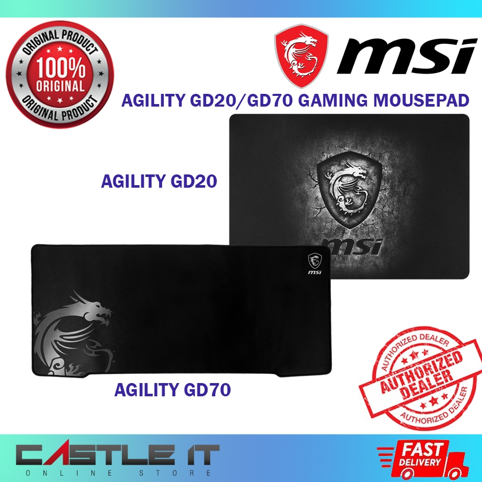 MSI Agility GD20 GD70 Gaming Mouse Pad Extra Thick Ultra Smooth Durable ...