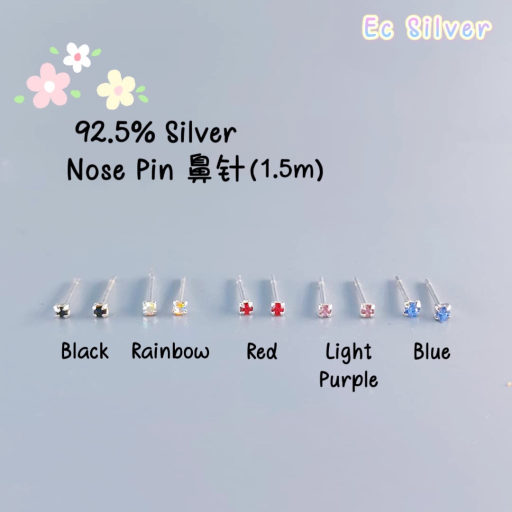 (NPS18) Silver 925 1.5M Subang Hidung / Bright Nose Pin / Nose Stud ...