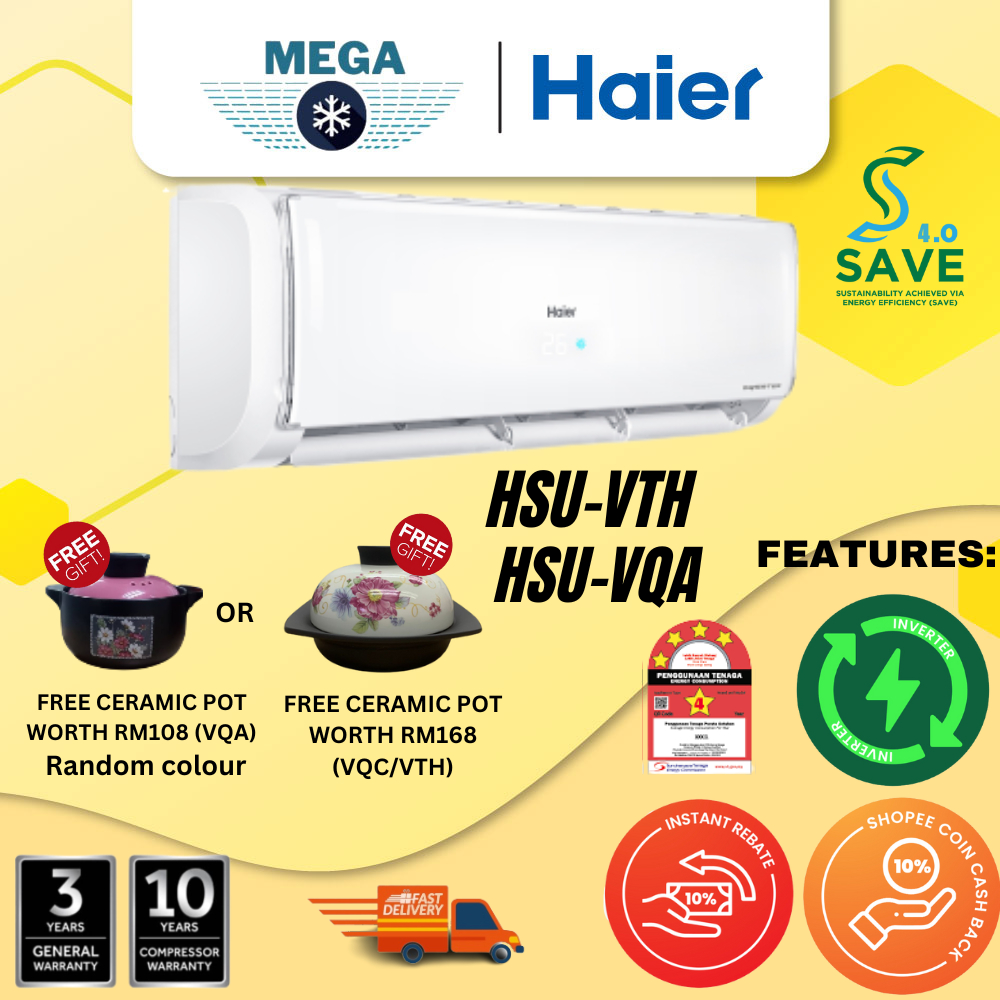 Haier Aircond Inverter R32 1.0HP ~ 2.5HP (HSU-VTH Series/HSU-VQC Series ...
