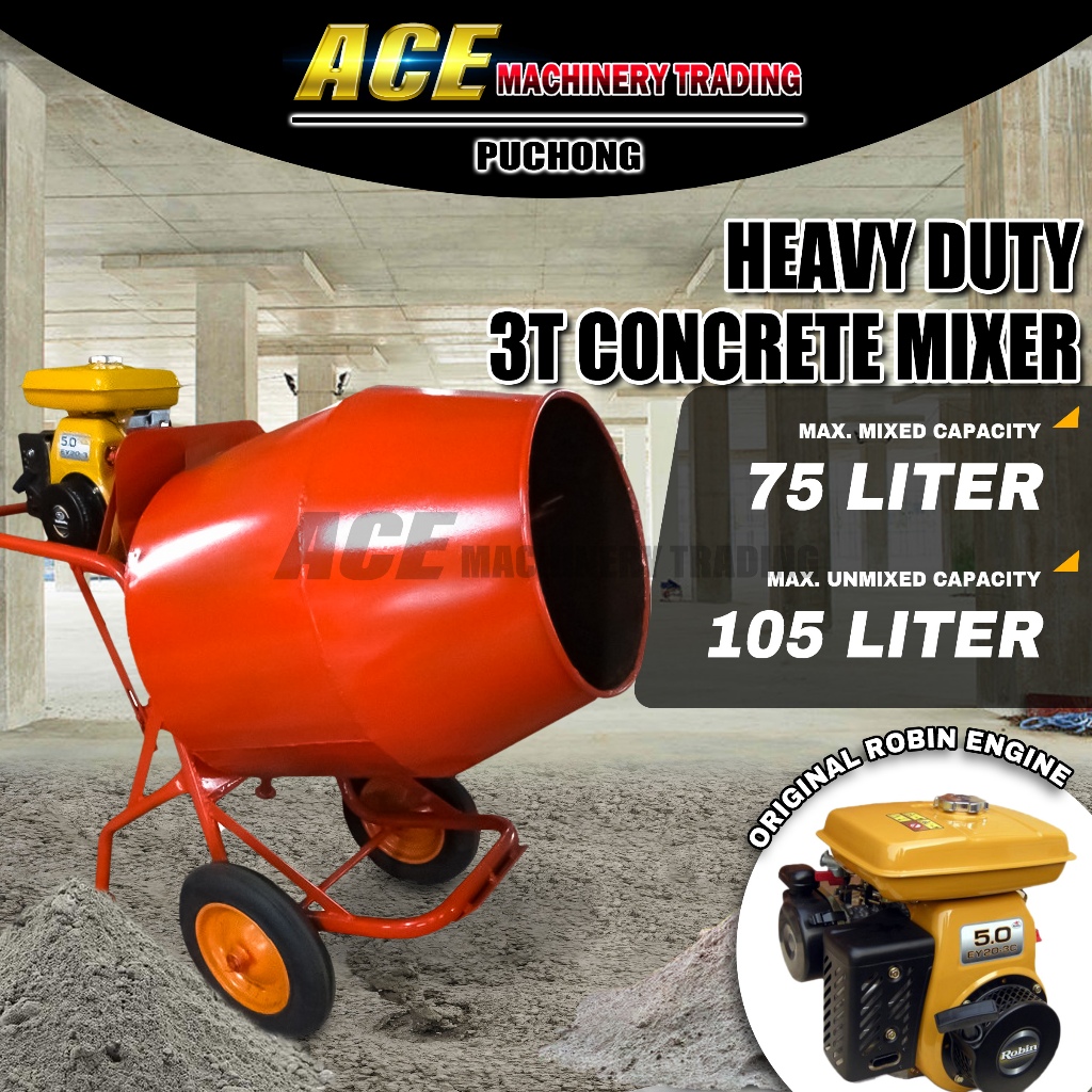 3T Concrete Mixer Complete With Robin EY20 Petrol Engine 6 Month ...