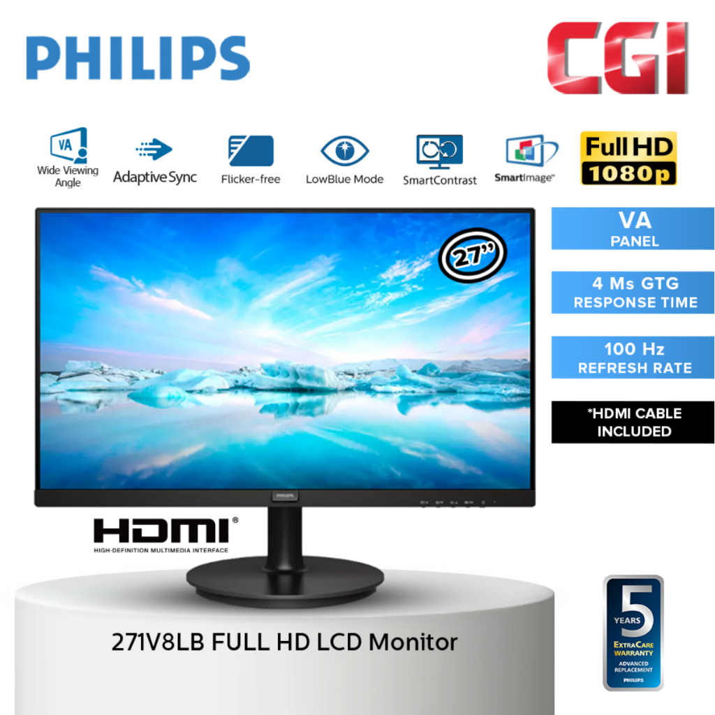 Philips 27" 271V8LB VA FHD 100Hz 4ms Adaptive Sync LED Monitor | Shopee ...