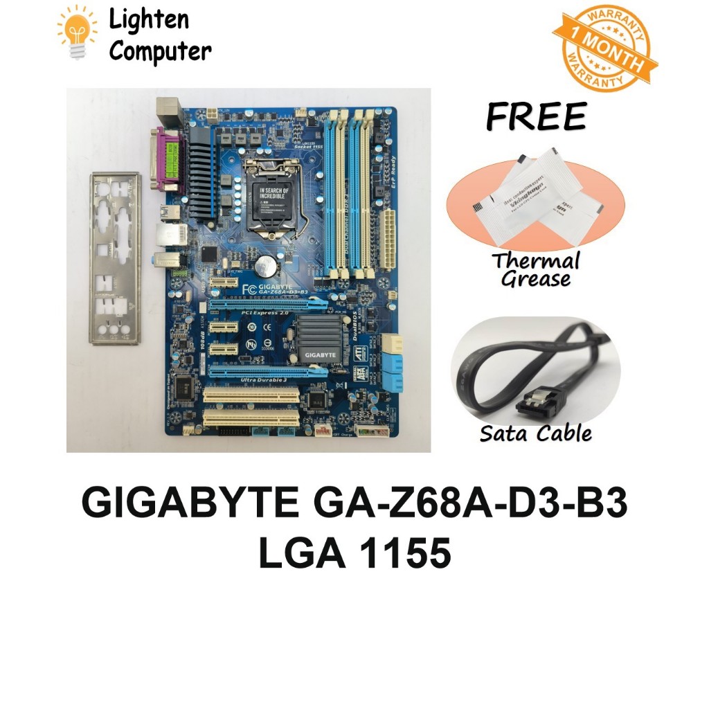 【USED】 GIGABYTE GA-Z68A-D3-B3 Motherboard | Z68 | LGA 1155 | 2nd Gen Intel | ATX | Shopee Malaysia
