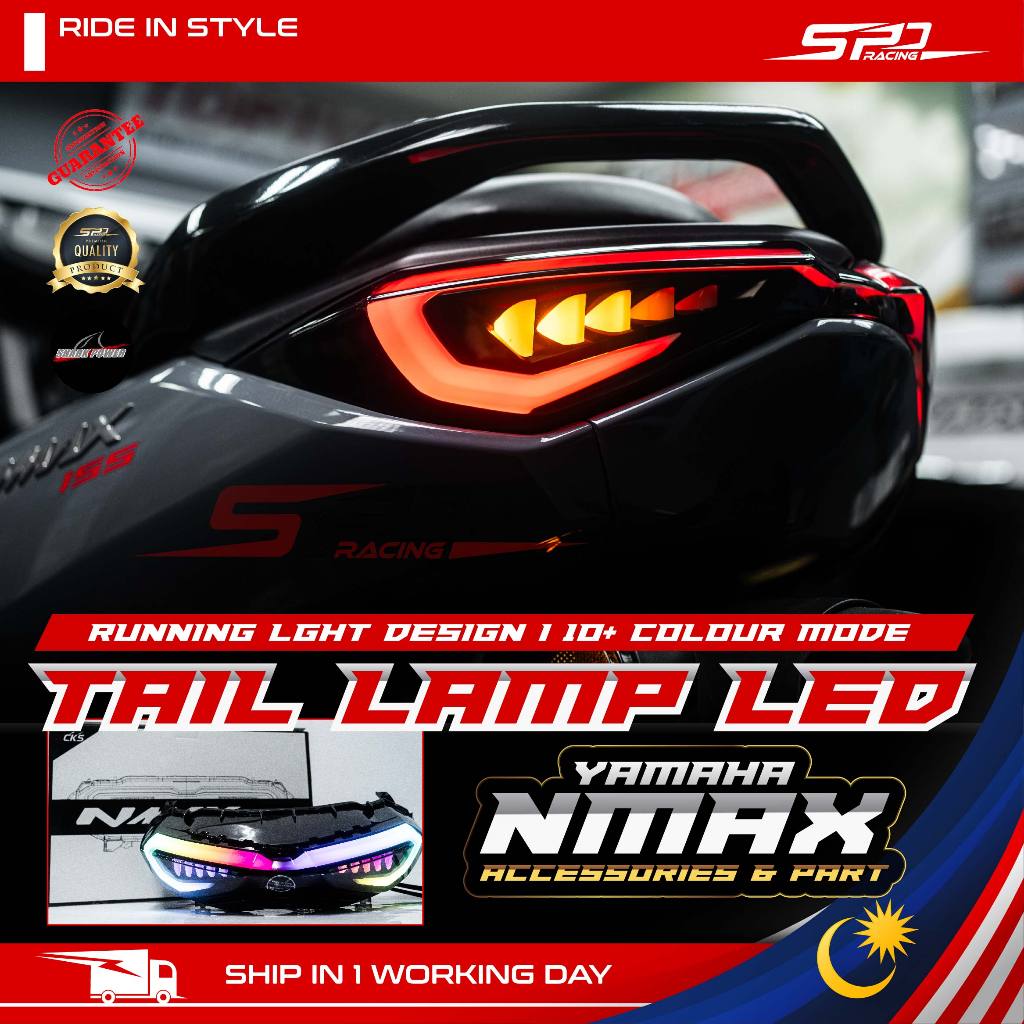 NMAX Tail Lamp I 10+Colour Mode I Running Light Design I LED Shark ...