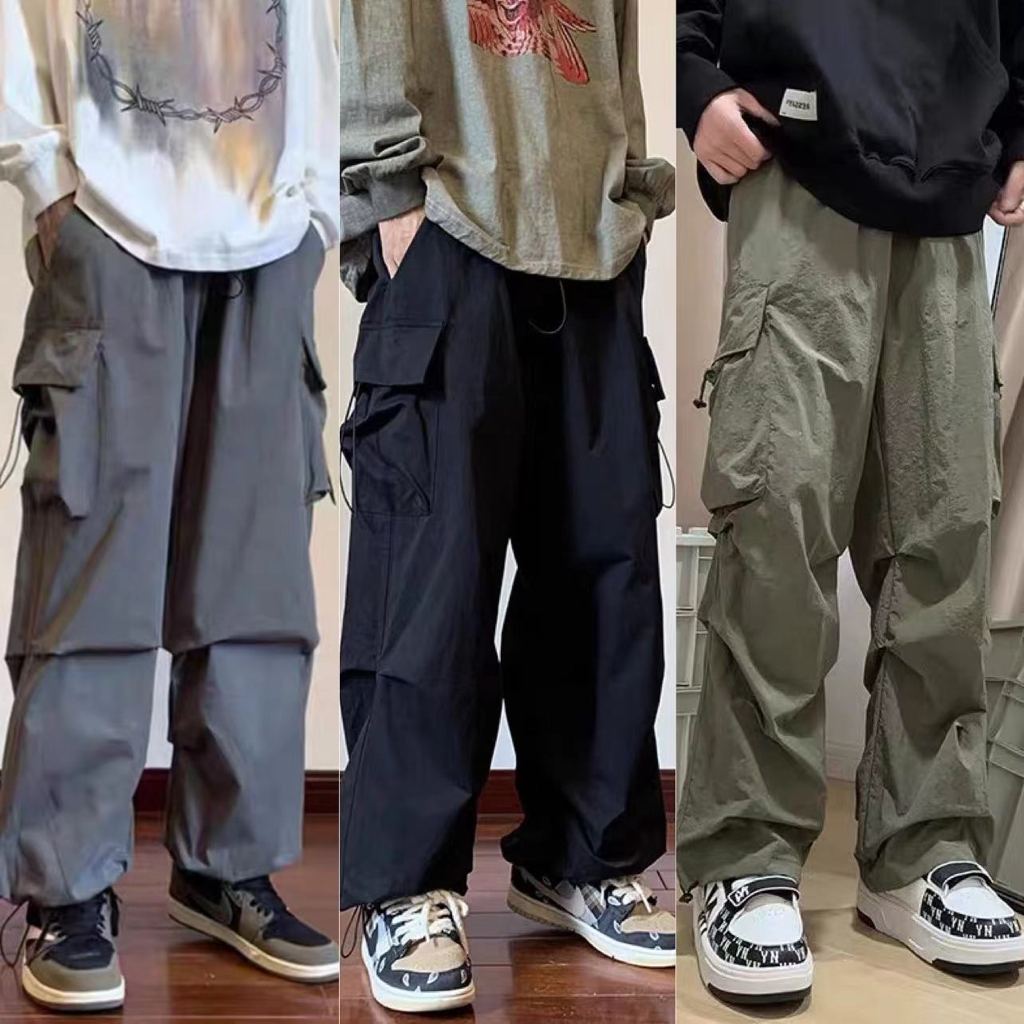 Trend Multi Pocket Cargo Pants Men Retro Cargo Pants Loose Straight ...