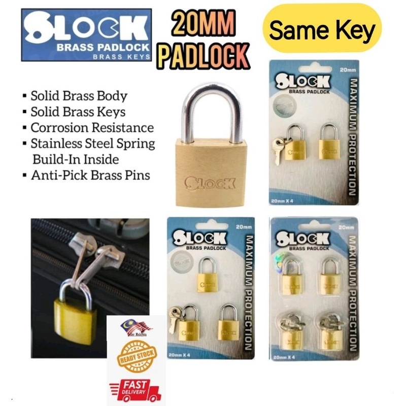 **Ready Stock** SLock Key A Like Solid Brass Padlock 20mm Mangga Sama ...