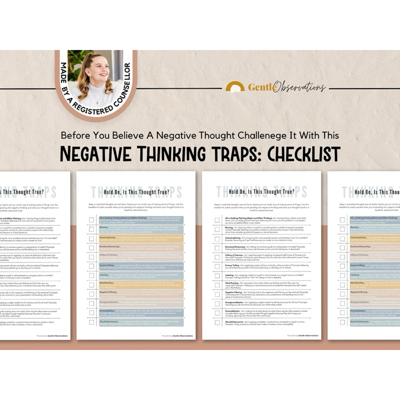 Challenging Negative Thoughts Checklist for Identifying Cognitive ...