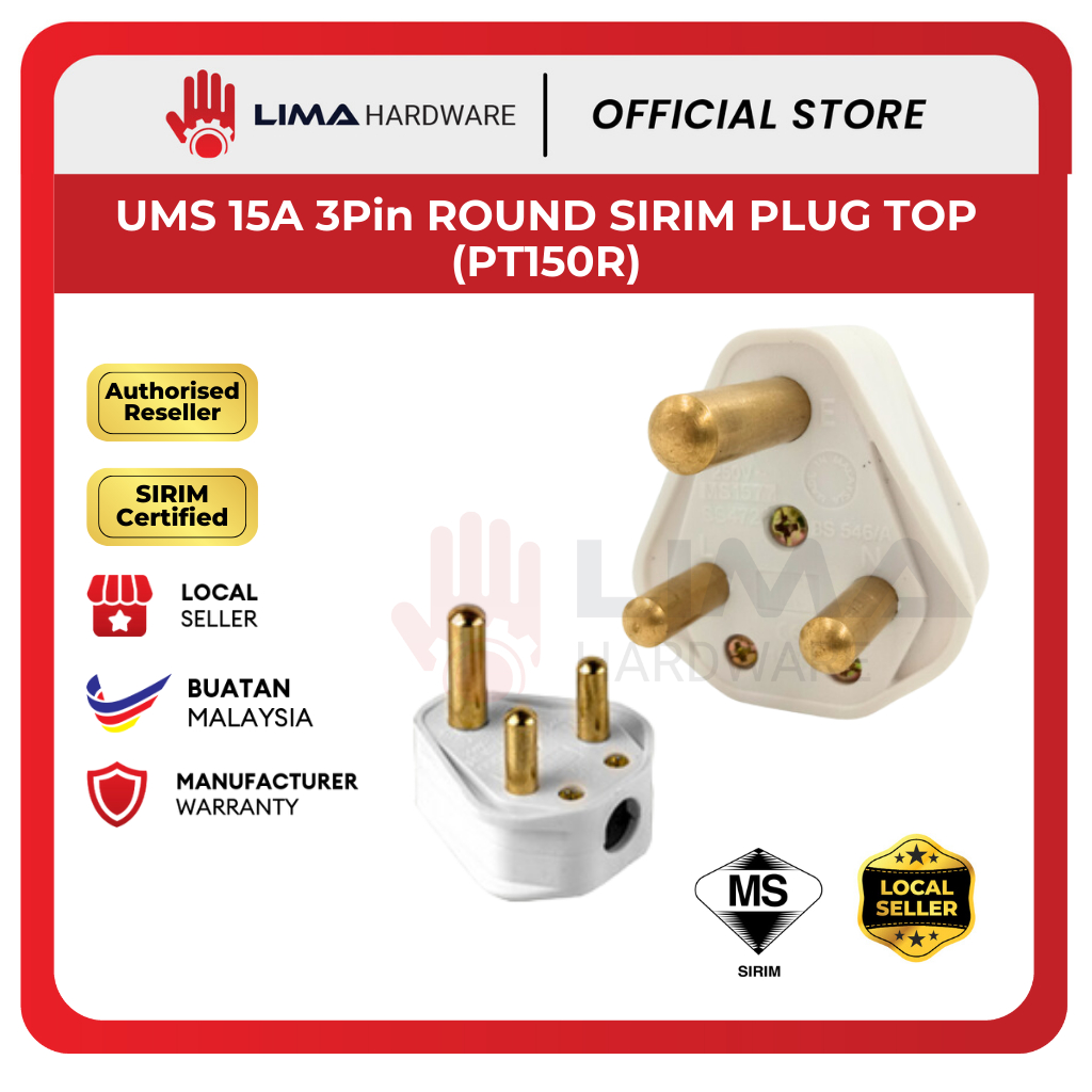 UMS 15A 3Pin ROUND SIRIM PLUG TOP (PT150R) | Shopee Malaysia