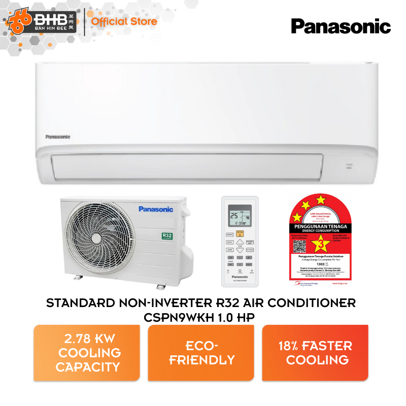 Panasonic Standard Non-Inverter R32 Air Conditioner Big Flap 1.0HP 3 ...