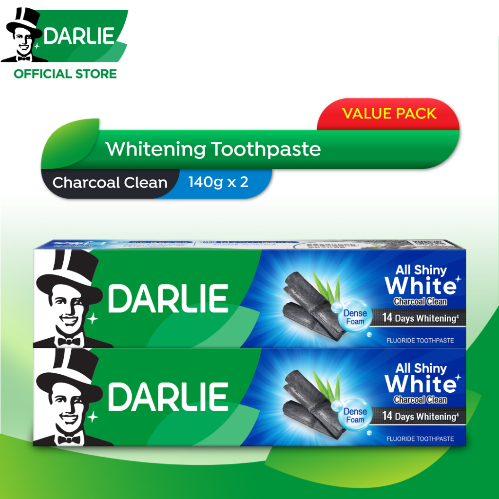 DARLIE All Shiny White Charcoal Clean Whitening Toothpaste 140gx2 ...