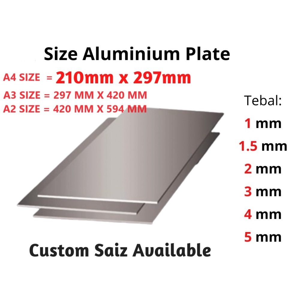 A4 A3 A2 size Aluminium Plate Papan Aluminium Sheet Metal 1mm 1.5mm 2mm ...