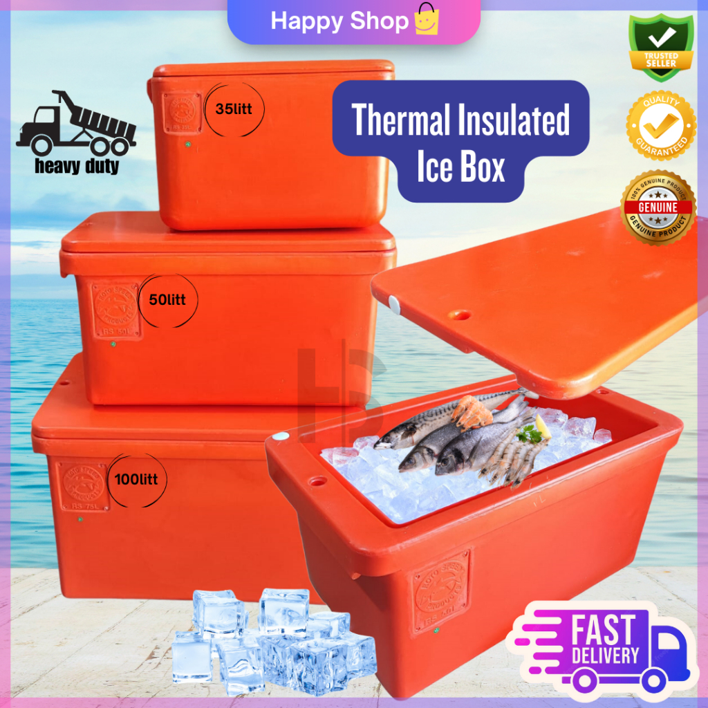 35LIT/50LIT/75LIT THERMAL INSULATED COOLER ORANGE BOX/HEAVY DUTY COOLER ...