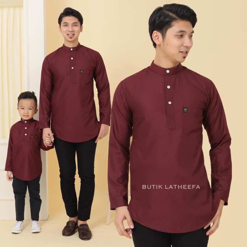 KURTA BURGUNDY OXBLOOD DARK RED /KURTA DEWASA/KURTA BUDAK/KURTA KANAK ...