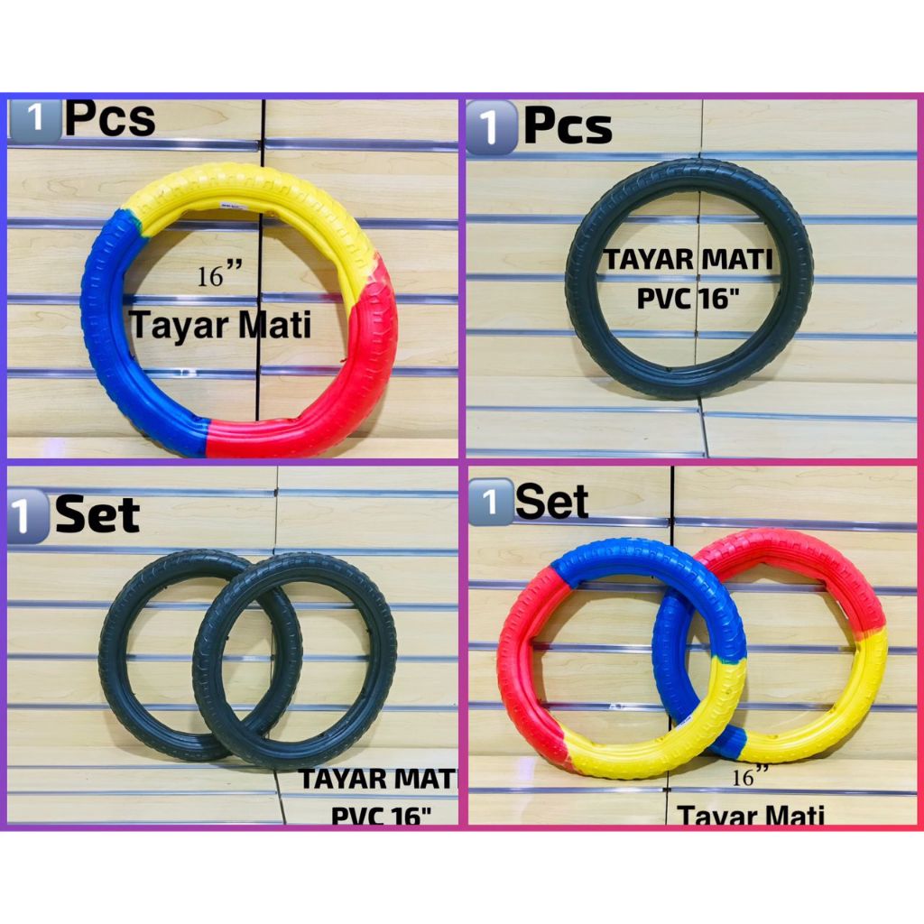 READY STOCK TAYAR MATI SAIZ 12'' 14'' 16'' KIDS BICYCLE TIRE COLOR ...
